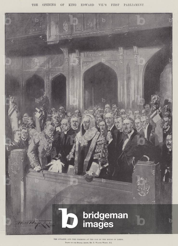 Image of The Opening of King Edward VII's First Parliament (litho) by ...
