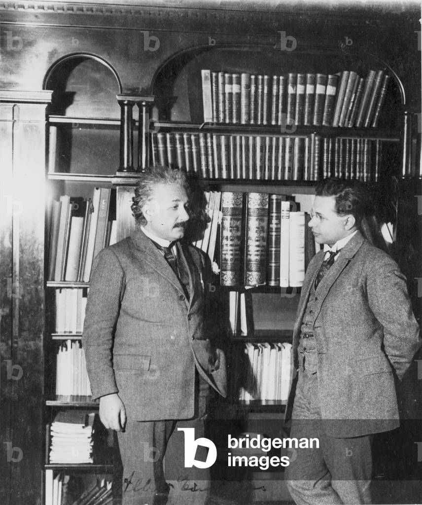 Albert Einstein in his study with his son, Dr. Hans Albert Einstein ...
