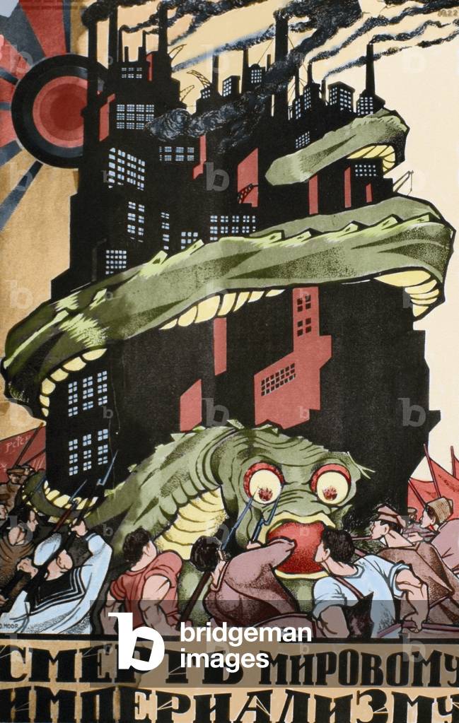 Image of Soviet propaganda poster. Death to World Imperialism. Colored ...