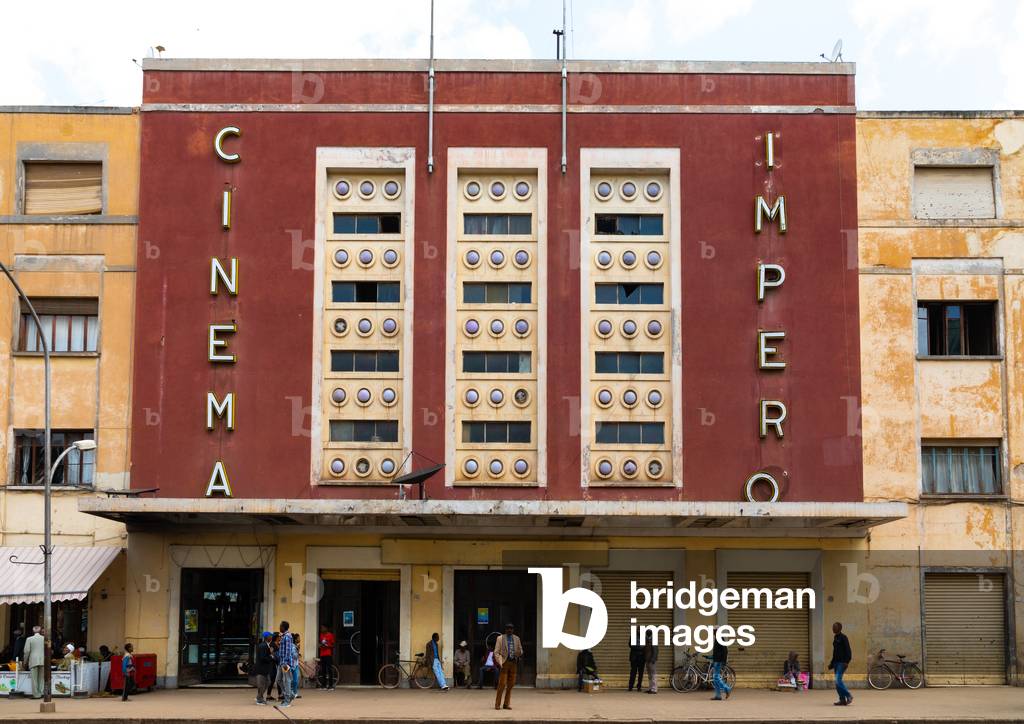 Image of Exterior of old art deco style building cinema impero built