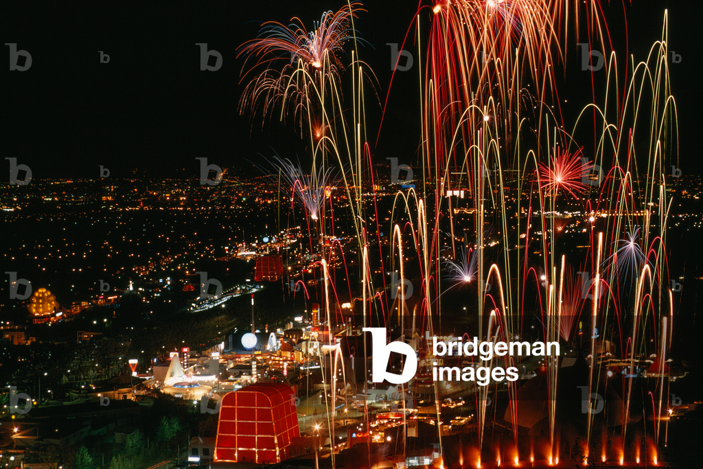 Image of Fireworks erupt in honor of the coronation of Iran's Shah. by ...