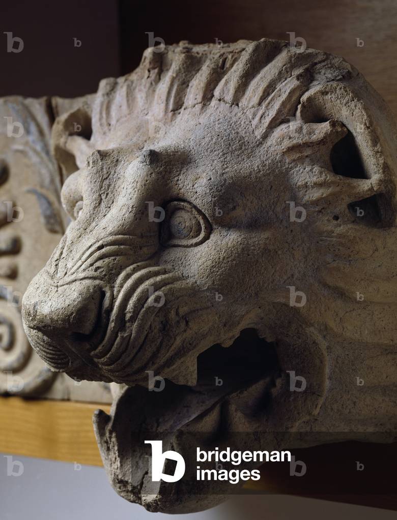 Image of Terracotta antefix depicting lion's head from Temple known as ...