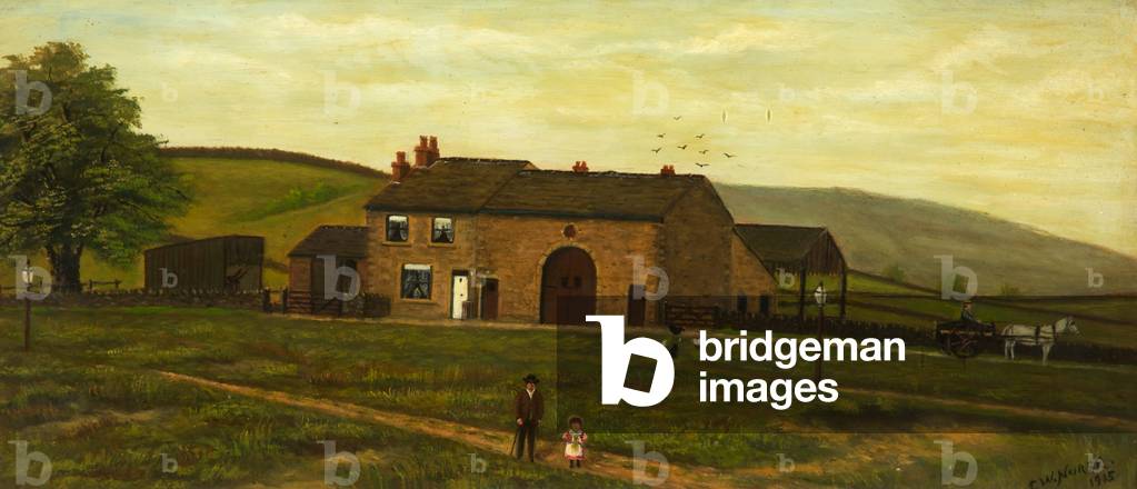 Image of Old Farmhouse, Syke, Rochdale, Lancashire, 1915 (oil on board ...