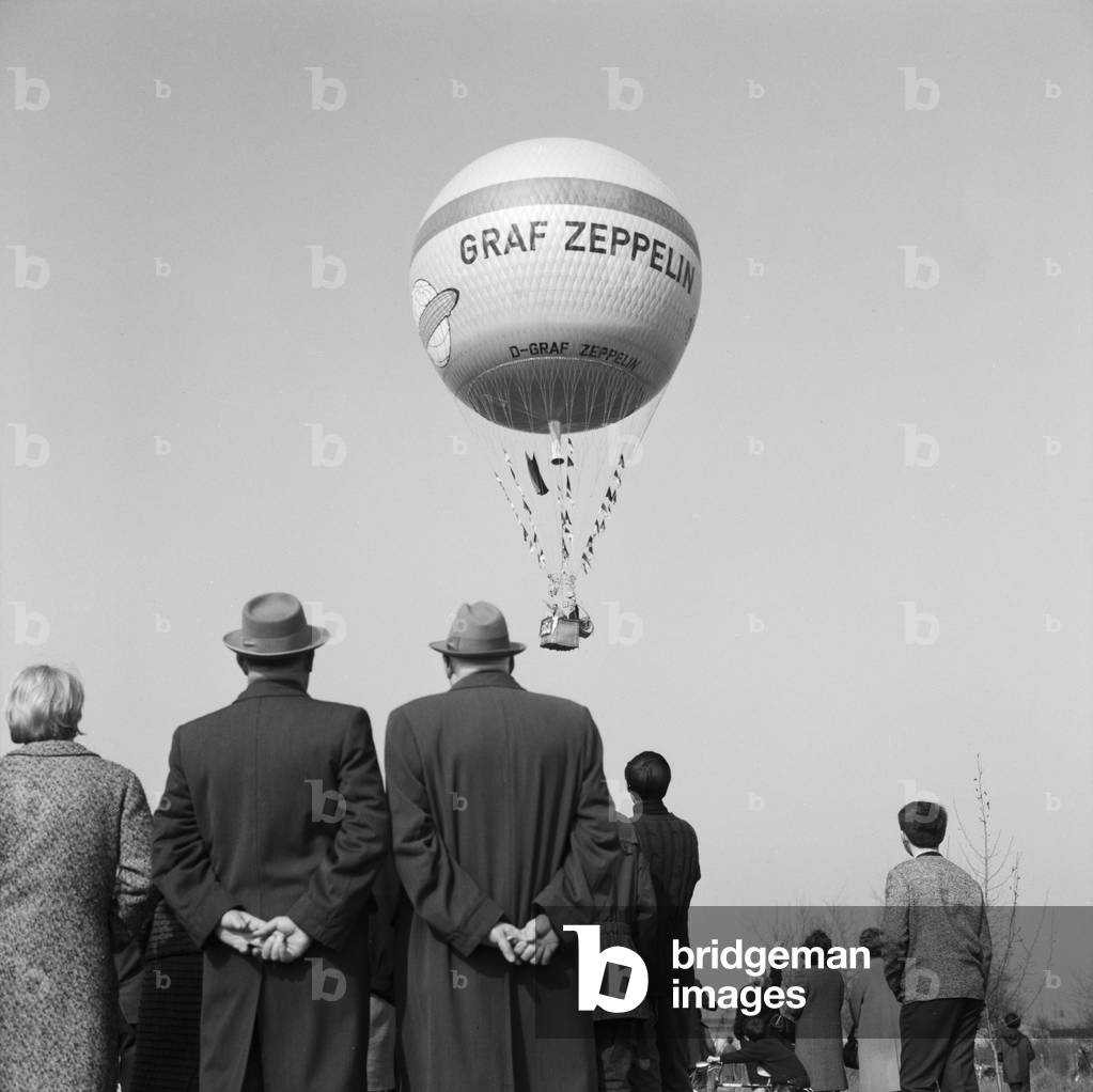 Image of On the 50th anniversary of Count Zeppelin's death, a balloon