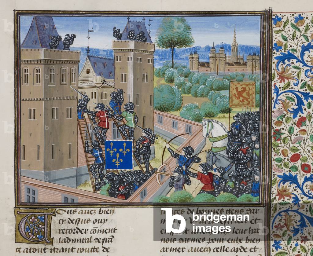 Image of Knights capturing Wark Castle. A castle in Scottish border ...