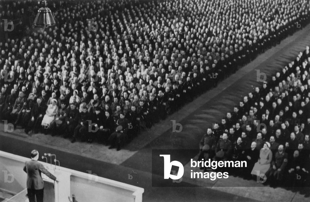 Image of Hitler making a Speech, 1942 (b/w photo)