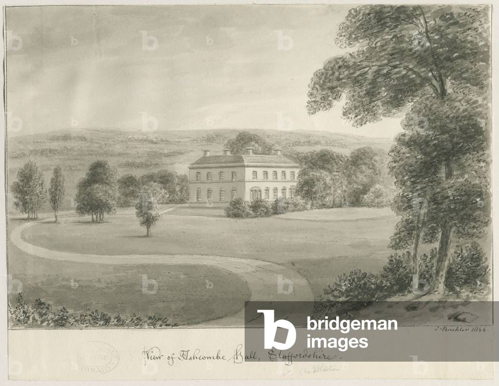 Image of Cheddleton - Ashcombe Hall: sepia drawing, 1844 (drawing) by ...
