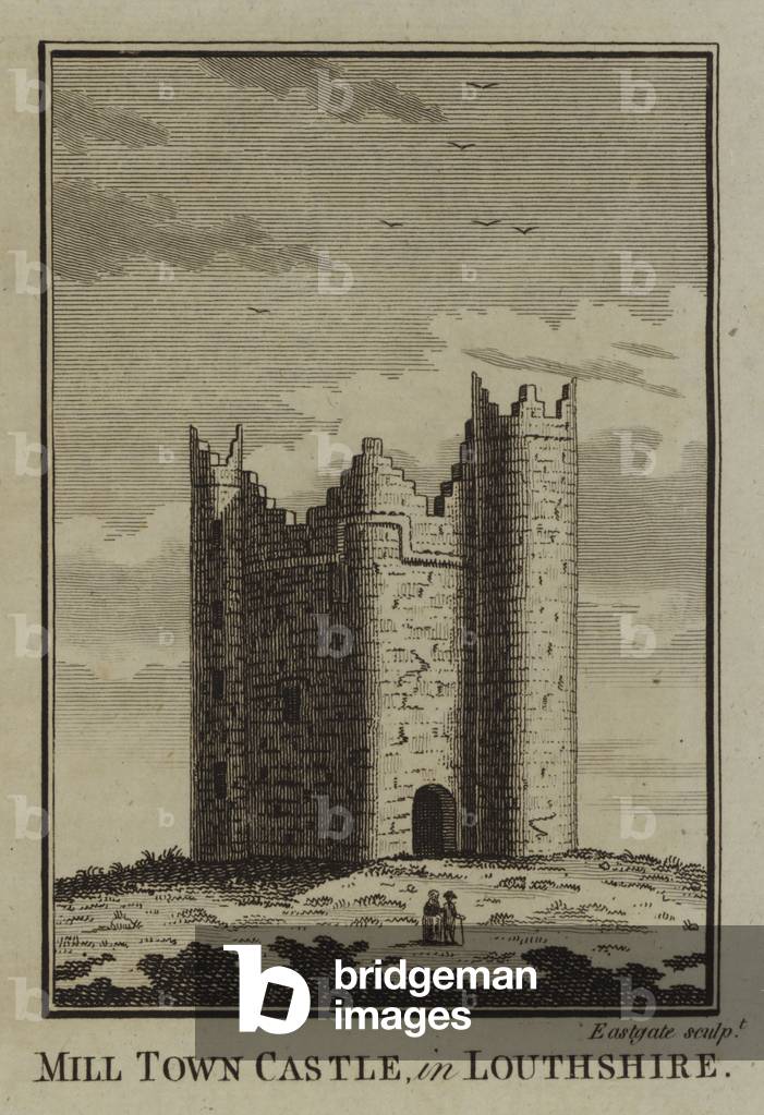 Image of Mill Town Castle, in Louthshire (engraving) by English School ...