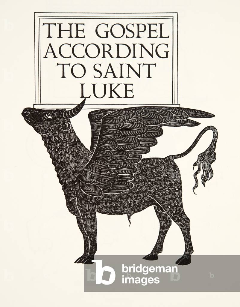 Image of The Black Calf of St. Luke, 1931 (wood engraving) by Gill ...