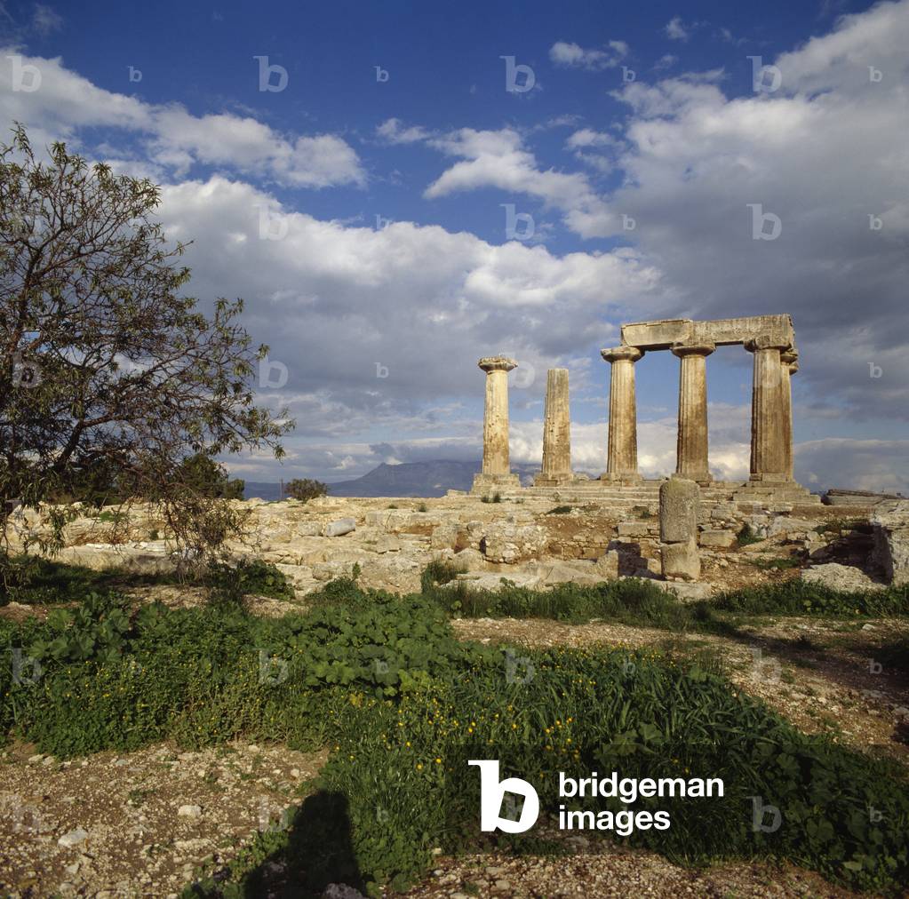 Image of Temple of Apollo, ca 540 BC, ancient city of Corinth,