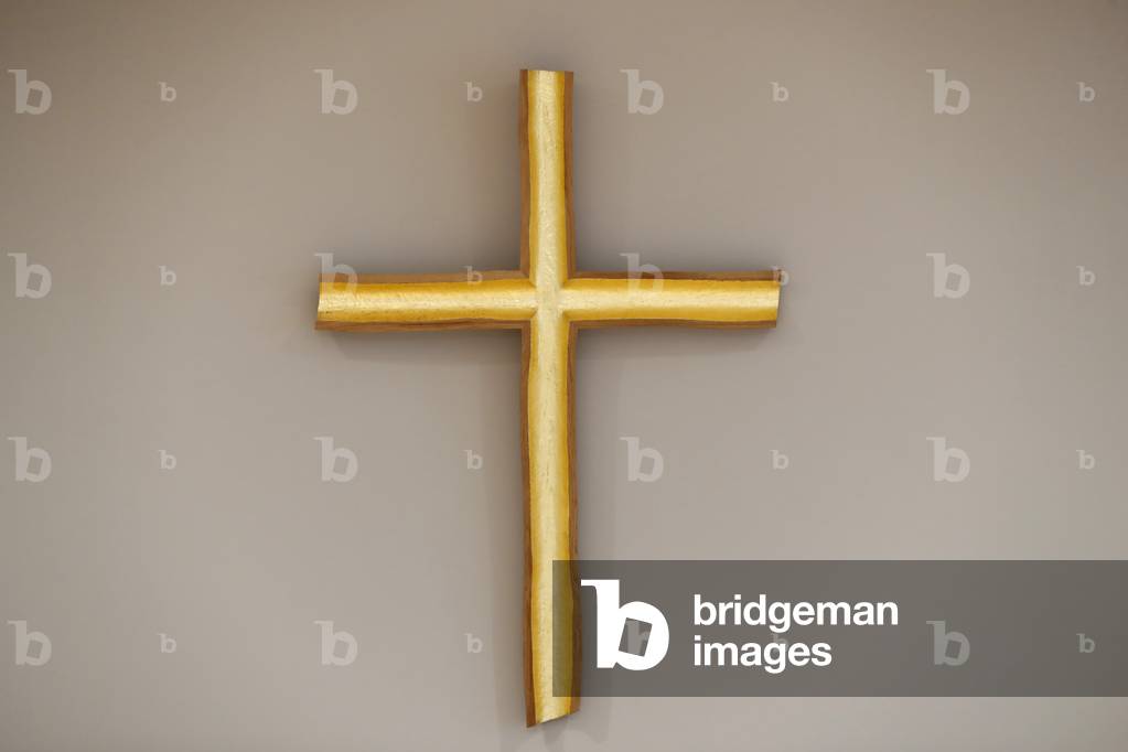 Image of Chapel. Christian cross. sculpture. Annecy. France.