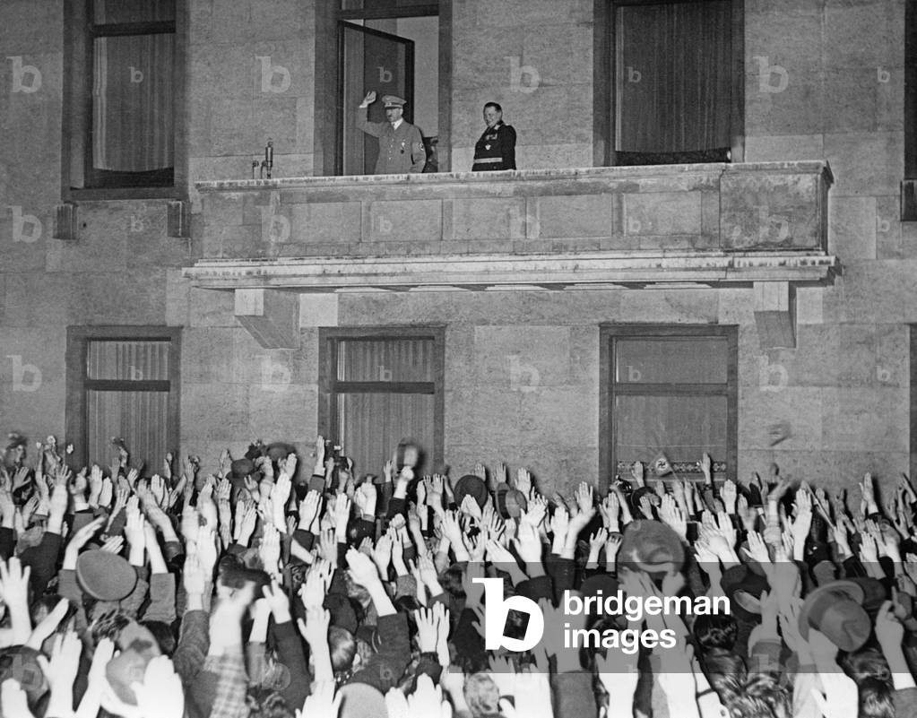 Image of Adolf Hitler and Herman Goering on the balcony of the