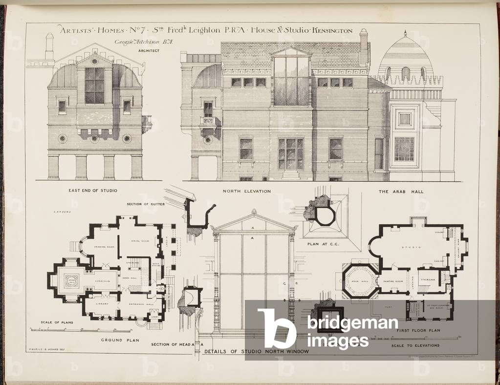 Image of Floor plan and elevation of Sir Frederick Leighton's house ...