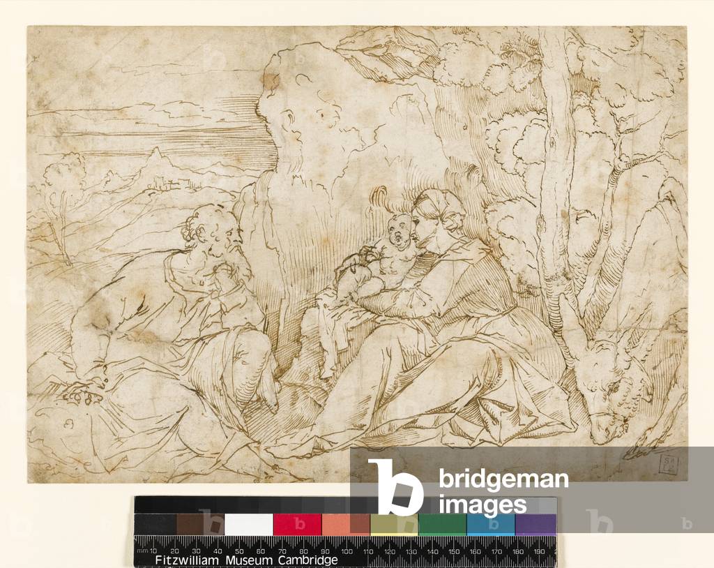 The rest on the flight into Egypt, early 16th century (pen & light-brown ink over black chalk ...