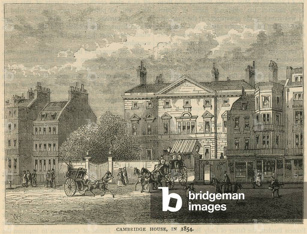 Image of Cambridge House in 1854 (engraving) by English School, (19th ...