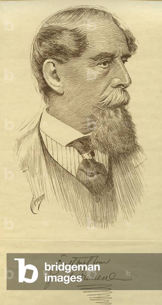 Image of Charles Dickens, 1868 (etching) by Facker, C. O. (19th century)