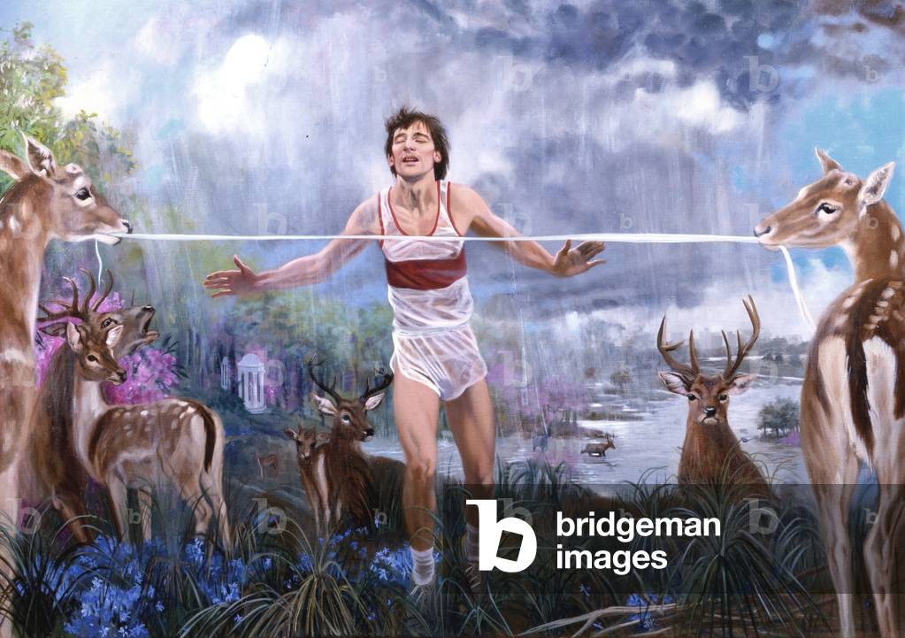 Image of Sebastian Coe Running in Richmond Park, 1990 (oil on canvas ...