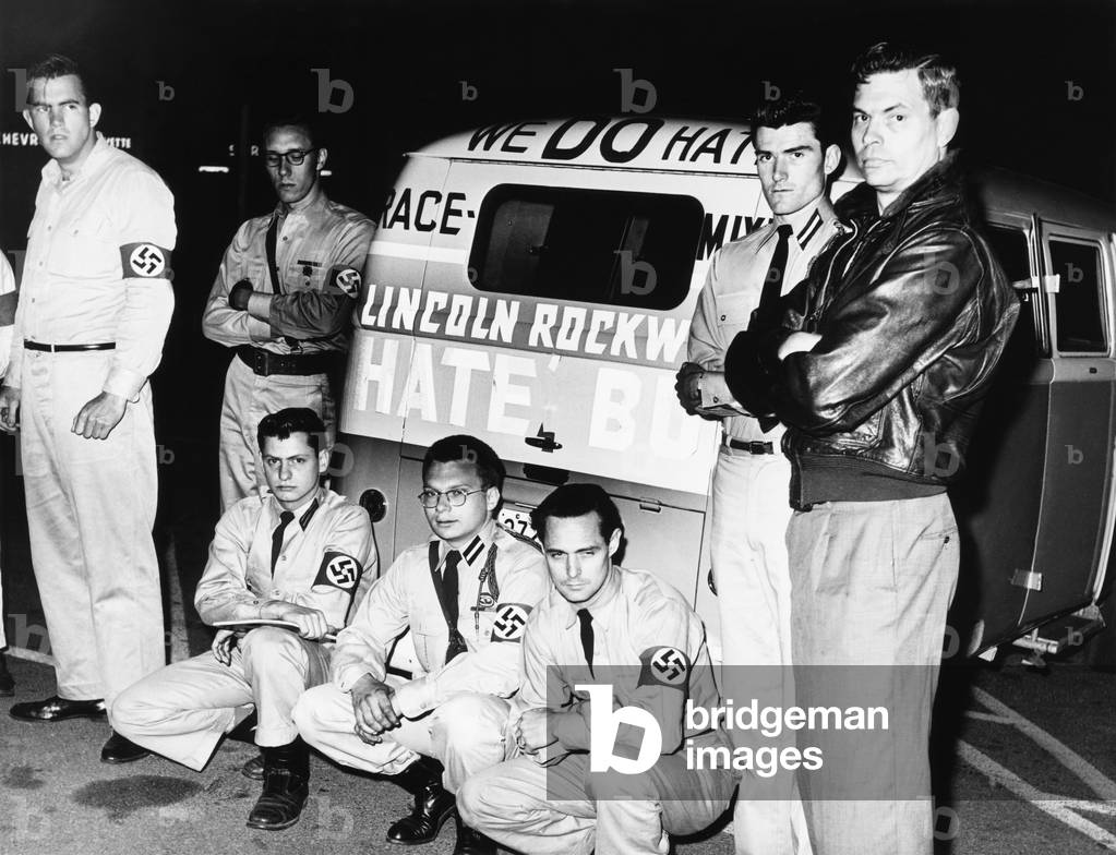 George Lincoln Rockwell (right) poses with the American Nazi party ...