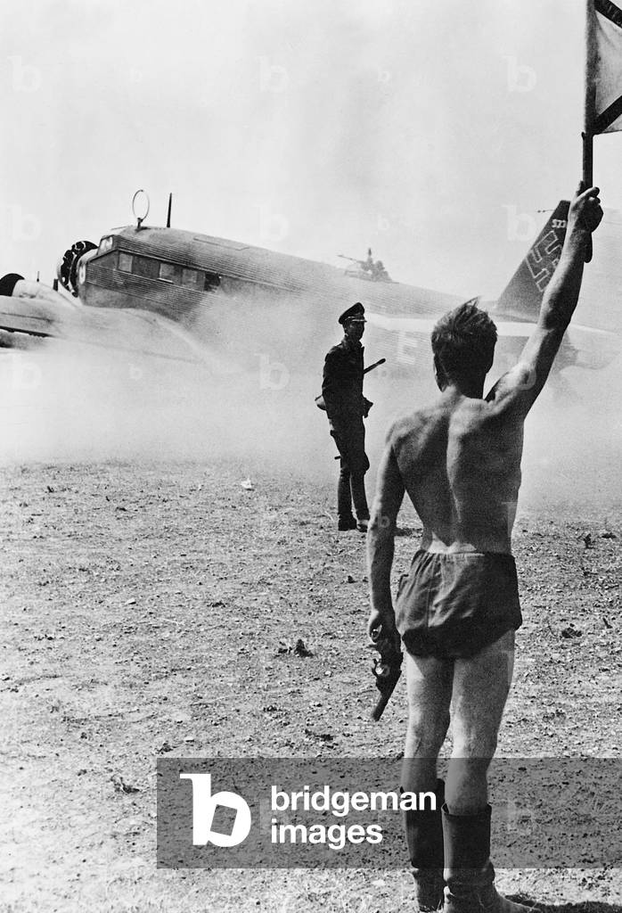 Image of Junkers Ju 52 take off for Crete, 1941 (b/w photo)
