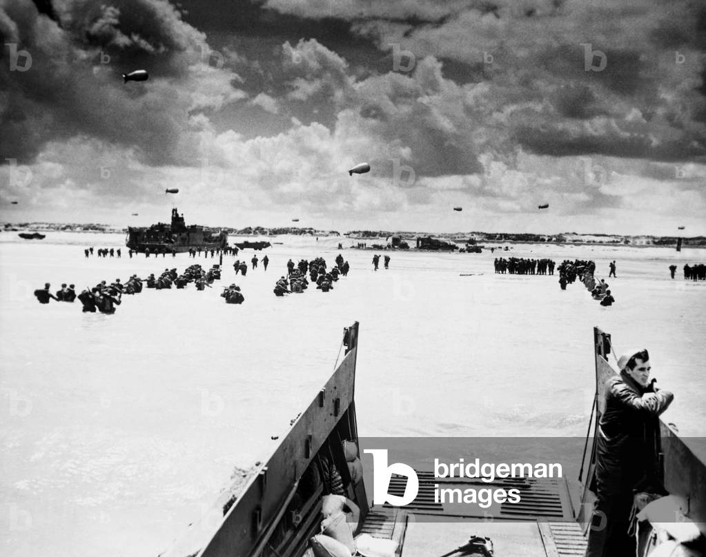 Image of Normandy beaches, D-Day, World War 2 (b/w photo)