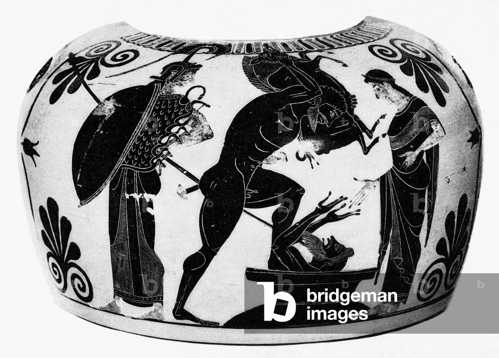 Image of MYTHOLOGY: HERCULES Hercules hurling the Erymanthian Boar upon ...