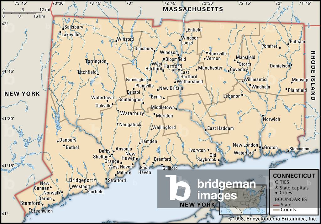 Image of Political map of Connecticut