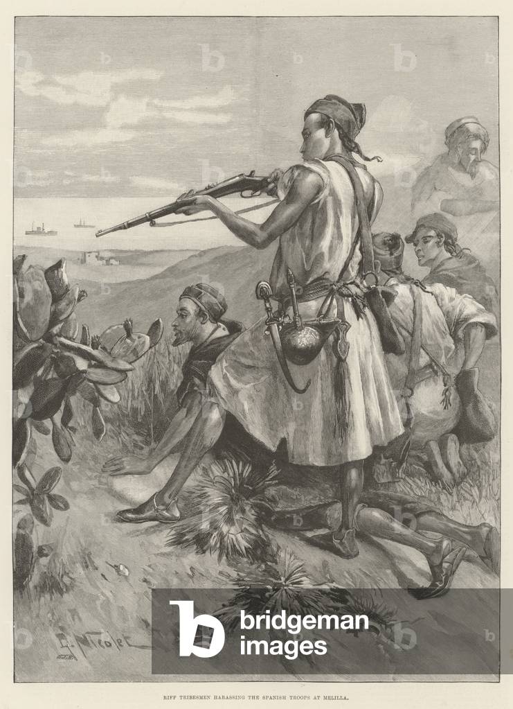 Image of Riff Tribesmen harassing the Spanish Troops at Melilla ...