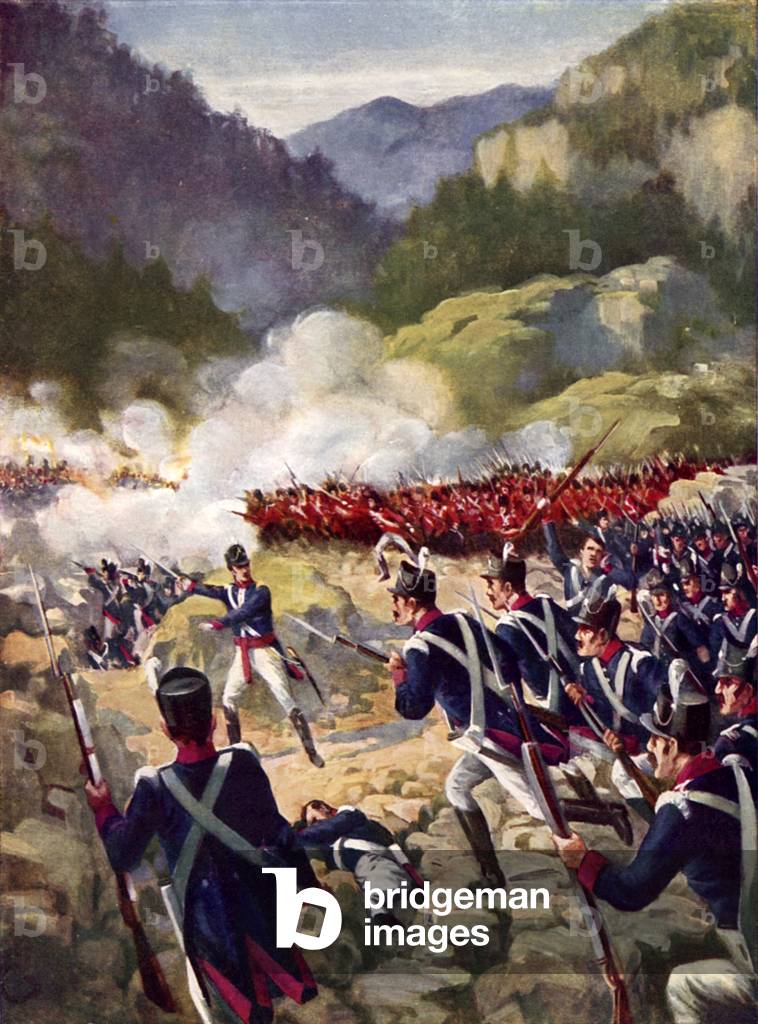 Image of The Battle of Busaco, 1810 (colour litho) by Dyer, E. A. (fl.1910)