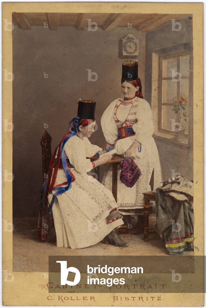Image of Full length portrait of two women wearing 'traditional' Saxon ...