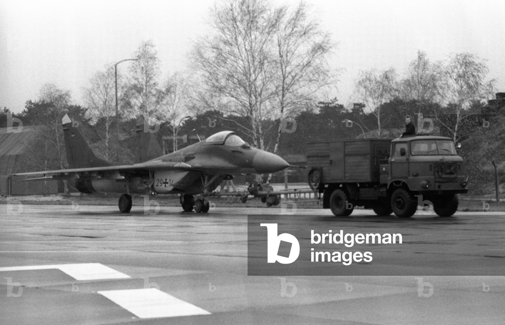 Image of Bundeswehr MIG-29 at Preschen military airfield..., 1990 (photo)