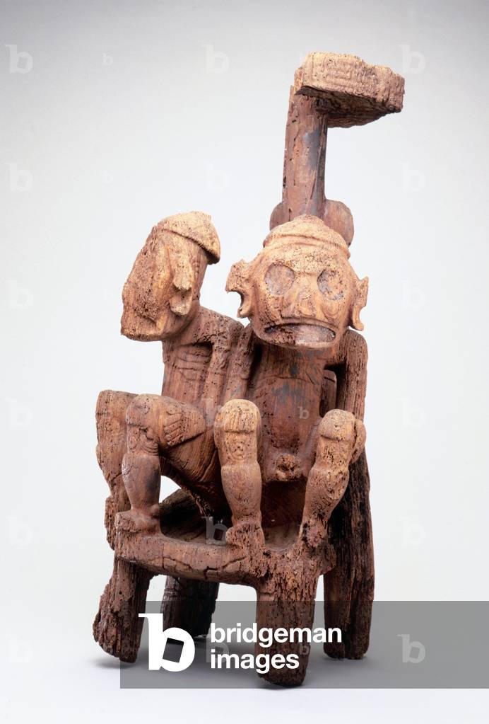 Image of Zemi with twin figures (wood) by Taino Culture
