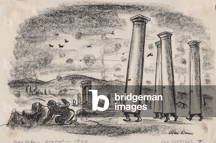 Image of No caption (soldiers using Doric columns for camouflage), 1944 ...