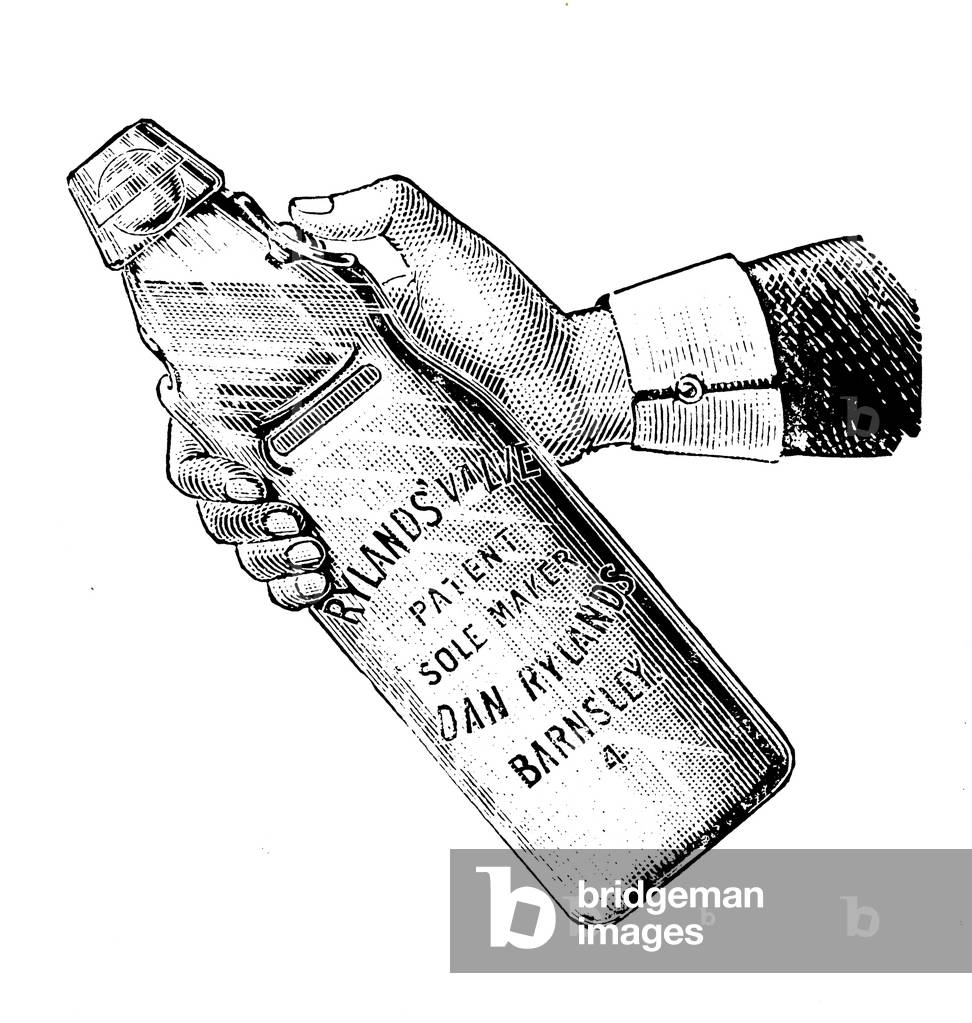 Image of An engraving depicting a codd-neck bottle, 19th century