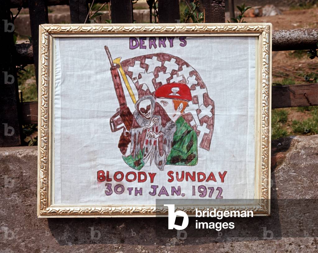Image of Drawing In Memory of Bloody Sunday onto a Handkerchief, by