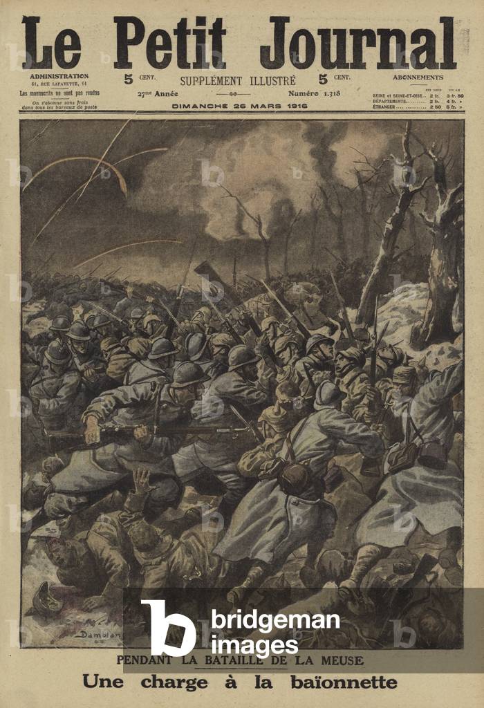 Image of French infantry making a bayonet charge on a German position ...