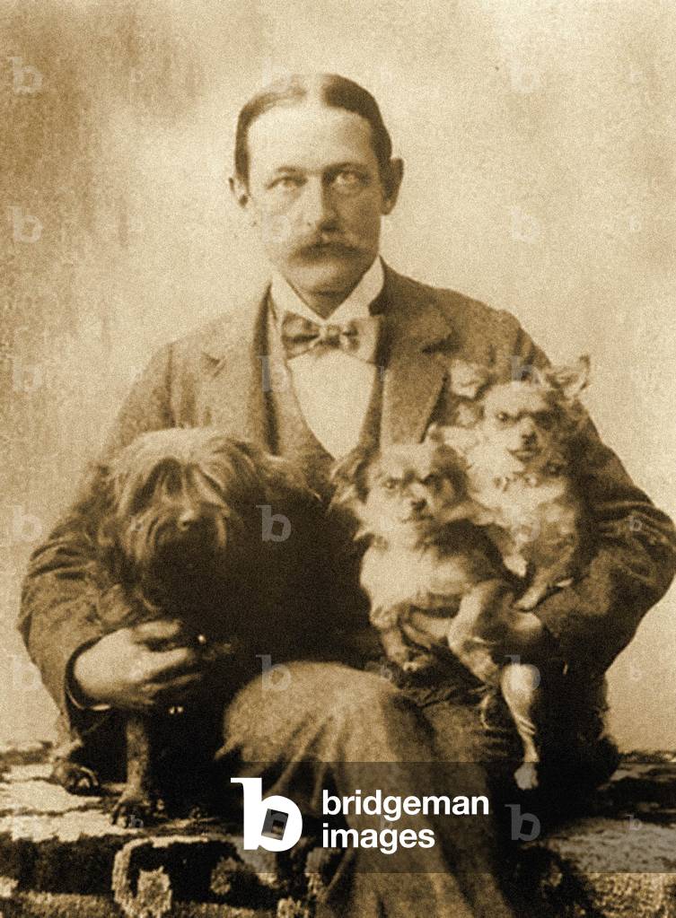 Image of Portrait of Edward Robbins Wharton (Teddy) with his dogs Jules,