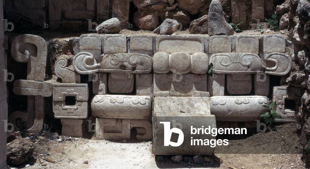 Image of Detail of a mask of the long-nosed rain god Chaac,