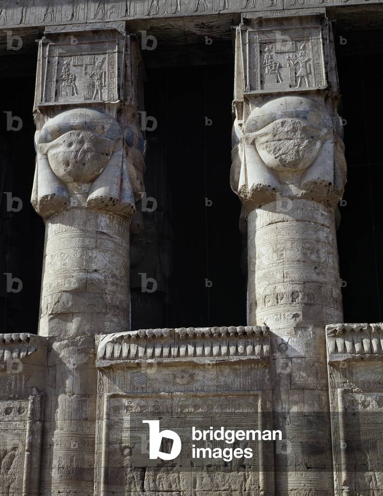 Image of Facade of Hypostyle Hall, Temple of Hathor, Dendera, Detail ...