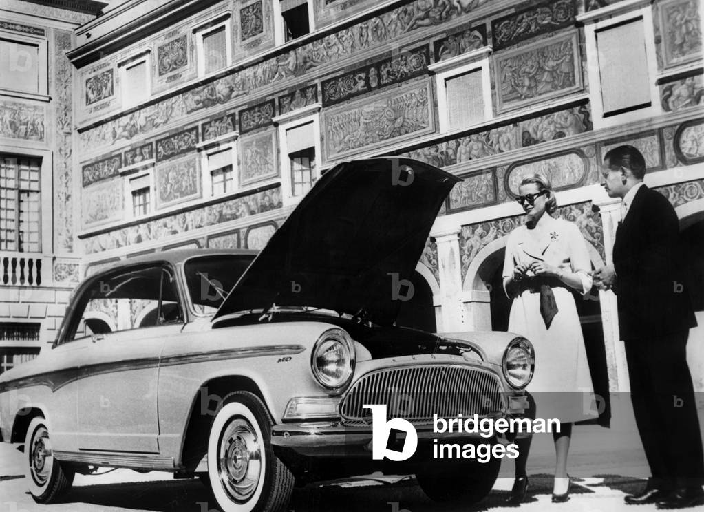 Image of Princess Grace of Monaco Received, in Monaco Palace Courtyard, of