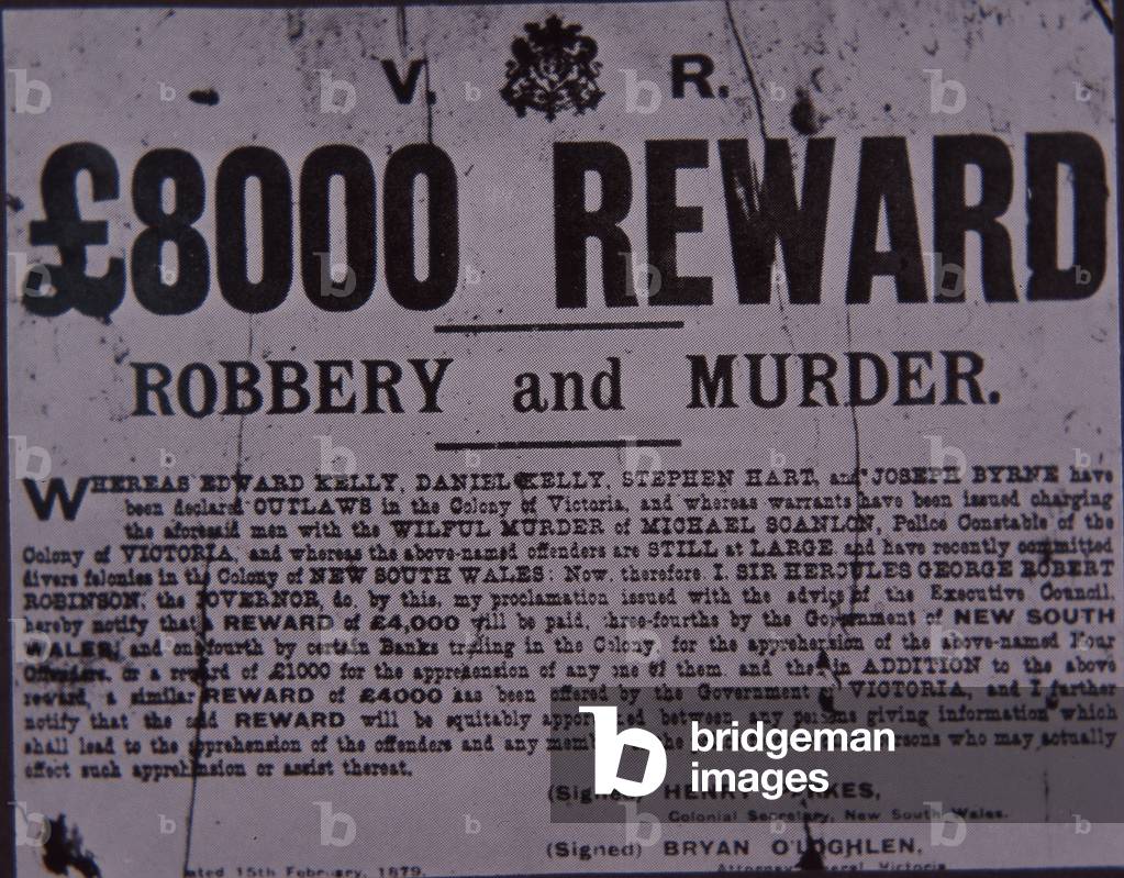 Image of Ned Kelly reward poster, 1879 (litho) by Australian School ...