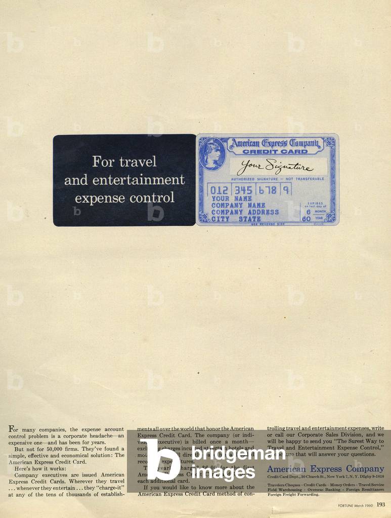 Image of American Express Magazine Advert, USA, 1960s