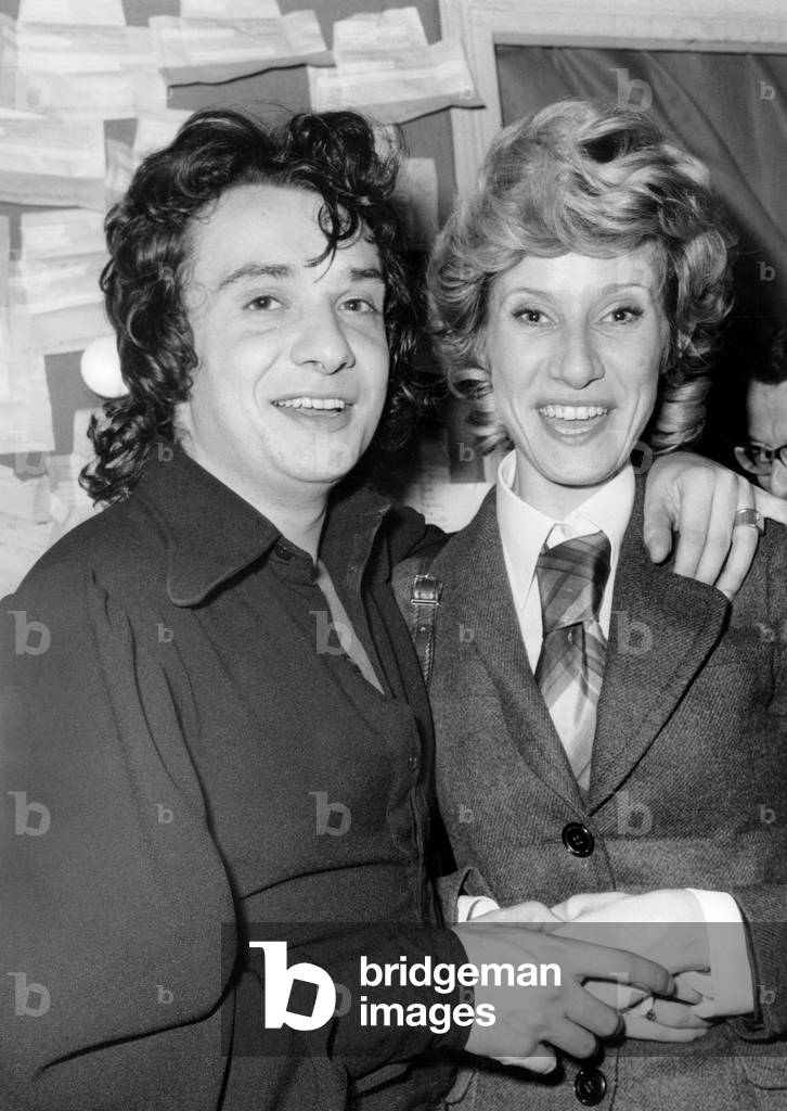 Image of Daniele Gilbert Congratulating Michel Sardou After Concert at ...