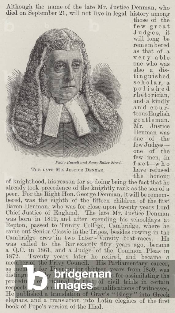 Image of The late Mr Justice Denman (engraving) by English School ...