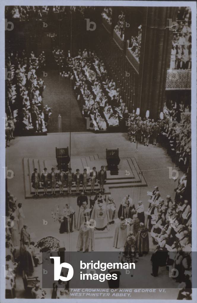 Image of The crowning of King George VI, Westminster Abbey (b/w photo ...