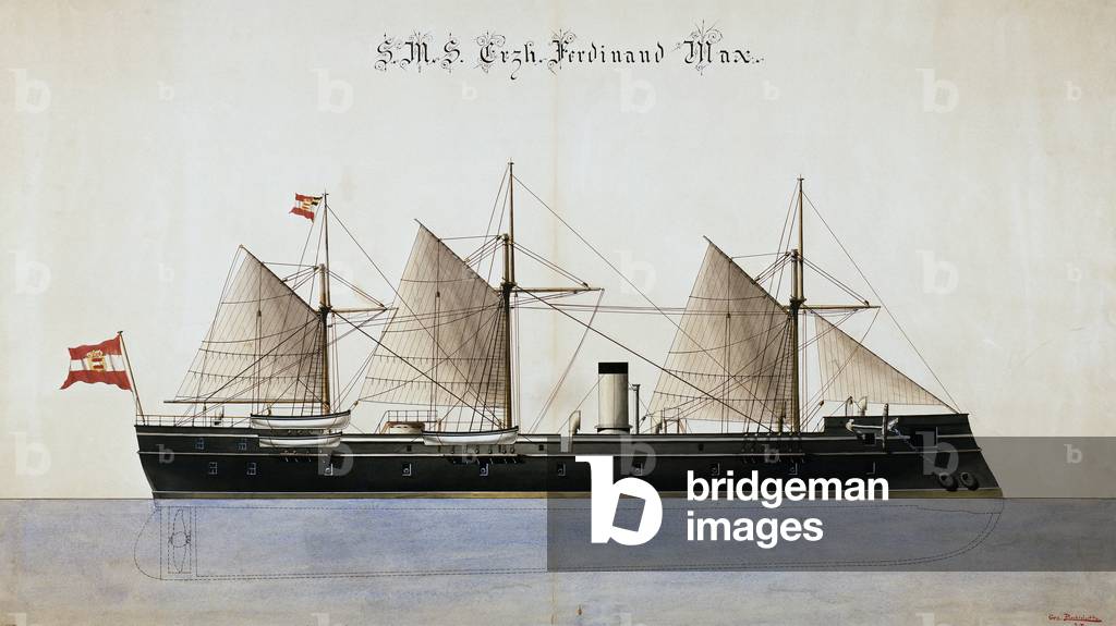 Image of The Austrian battleship the Erzherzog Ferdinand Max, launched ...