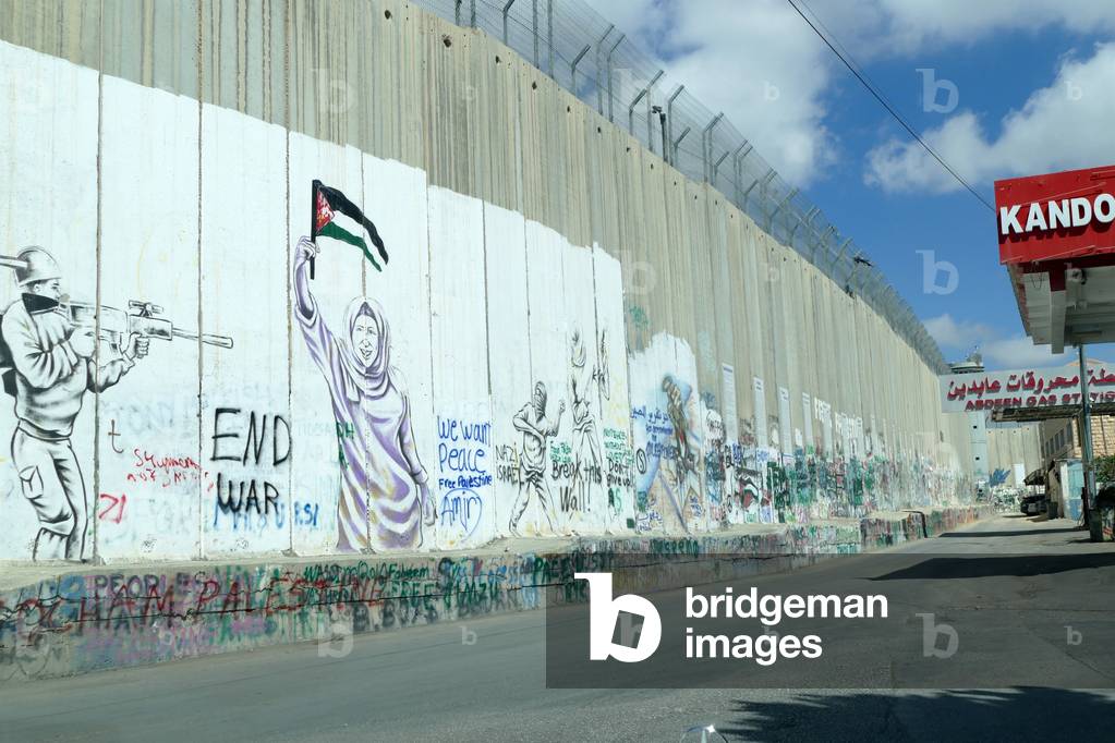 Image of Political slogans and Graffiti art in the Palestinian town of