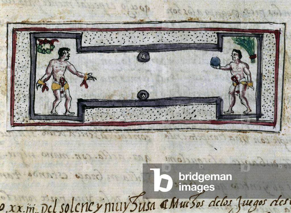 Image of Aztecs playing game of pelota, miniature from History of ...
