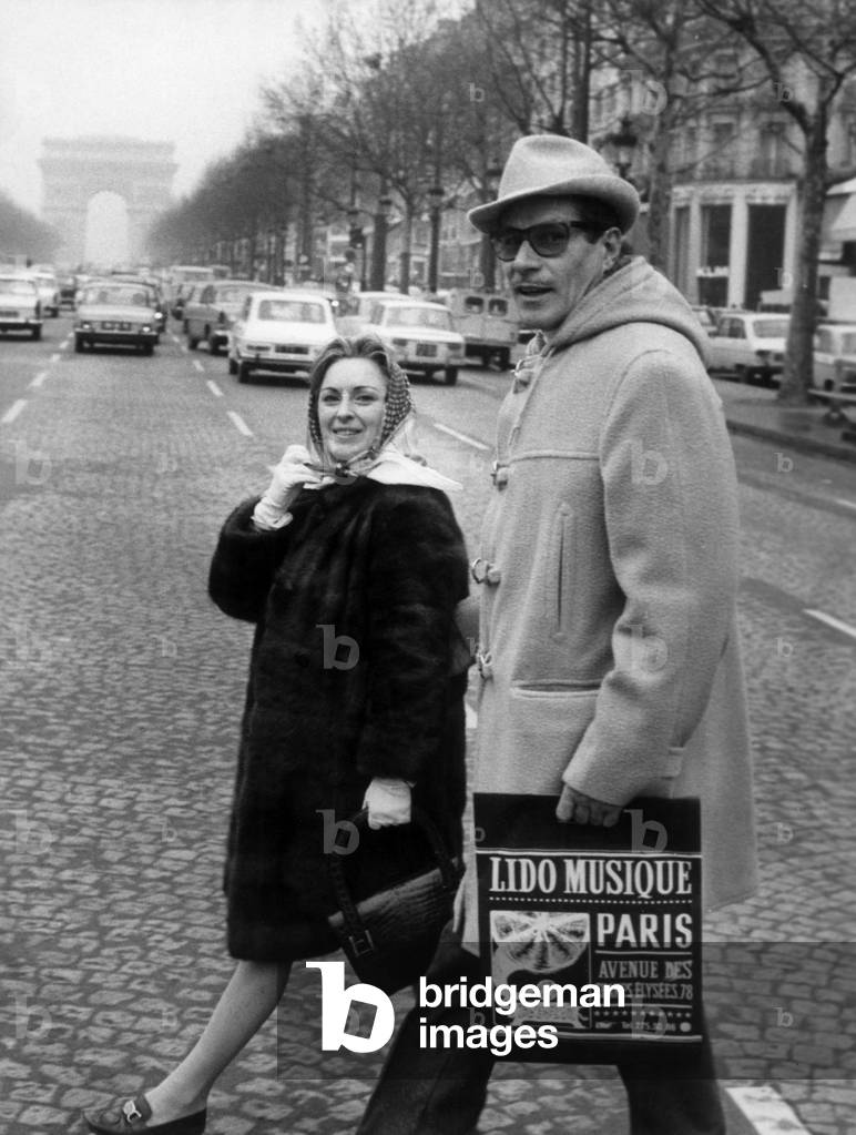 Image of Italian Actor Amedeo Nazzari And His Wife On The Champs