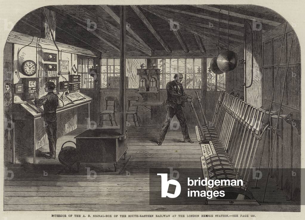 Image of Interior of the A B Signal-Box of the South-Eastern Railway by ...