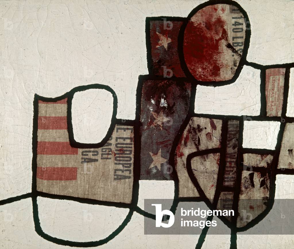 Image of SZ1, by Alberto Burri, 1949, 20th Century, oil and sack by ...